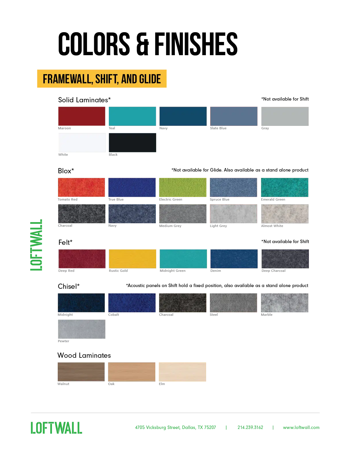 Loftwall Finishes Guide | Loftwall